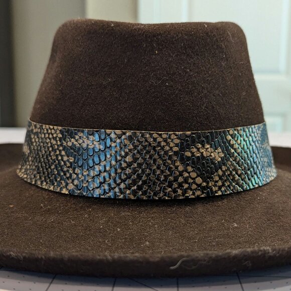 Accessories | Fake Snakeskin Cowboy Hat Band Vinyl Sand Brown | Poshmark